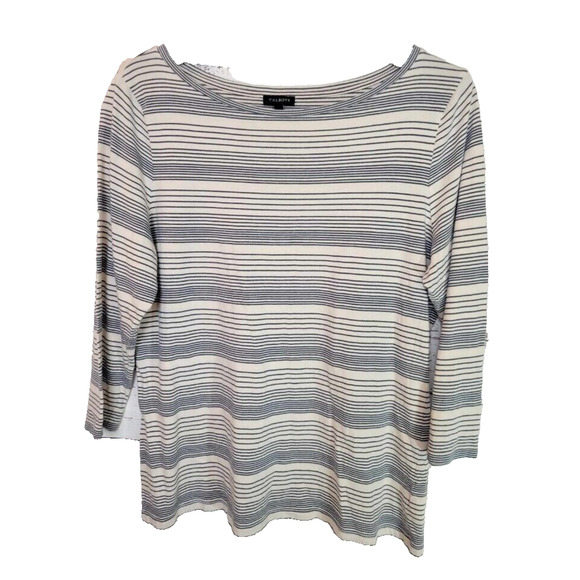 Talbots | Tops | Talbots Gray Blue Striped Lightweight 34 Sleeve Casual ...